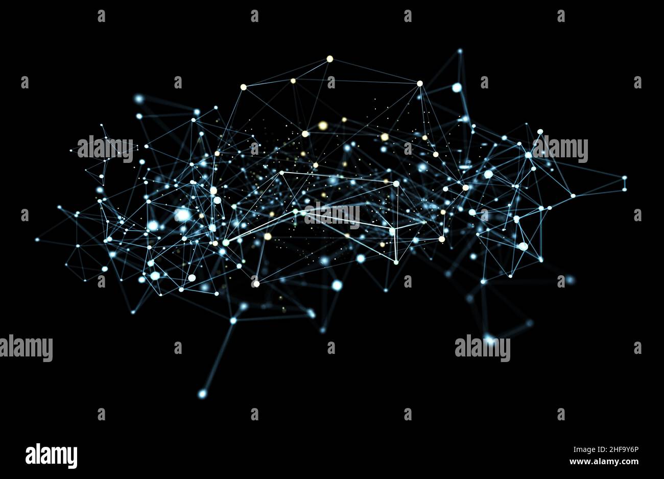 Connection lines with nodes or connection structure on black background ...