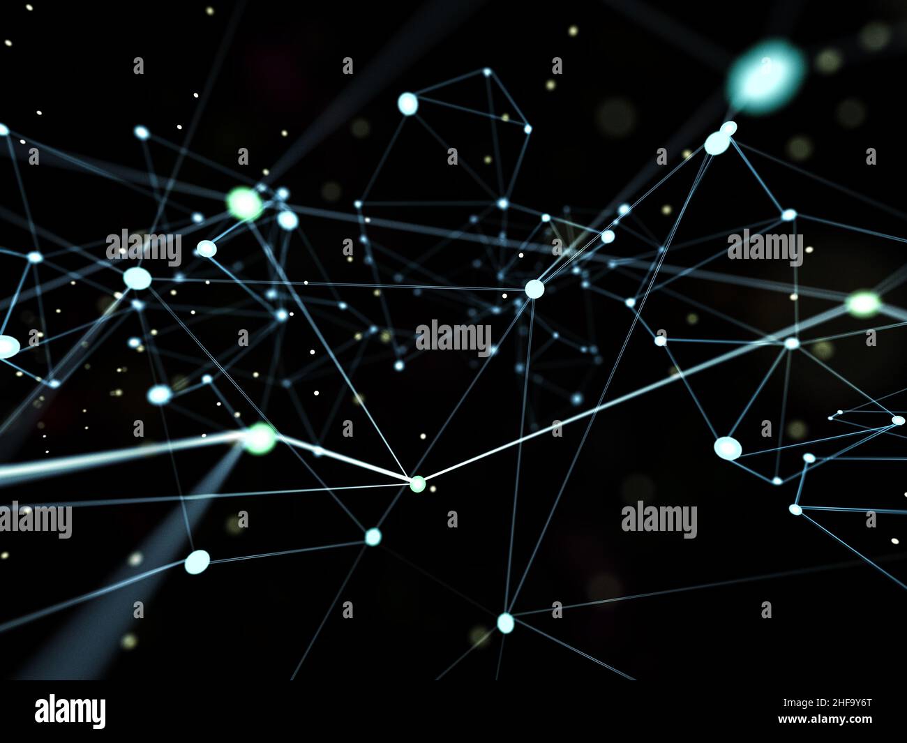 Connection lines with nodes or connection structure on black background ...