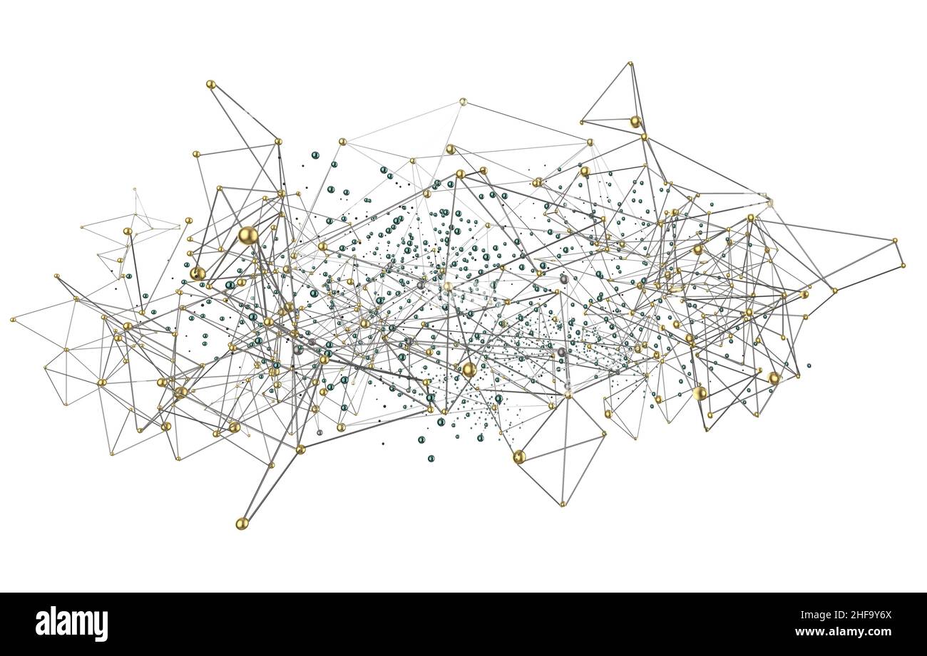 Connection lines with nodes or connection structure on white background ...