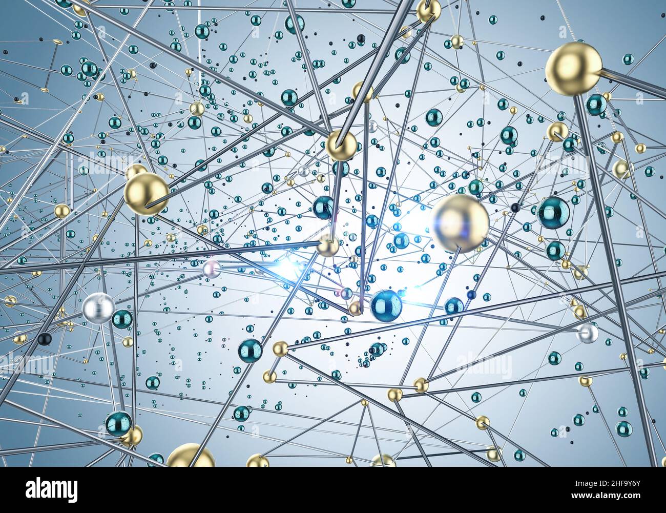 Connection lines with nodes or connection structure 3d rendering Stock ...
