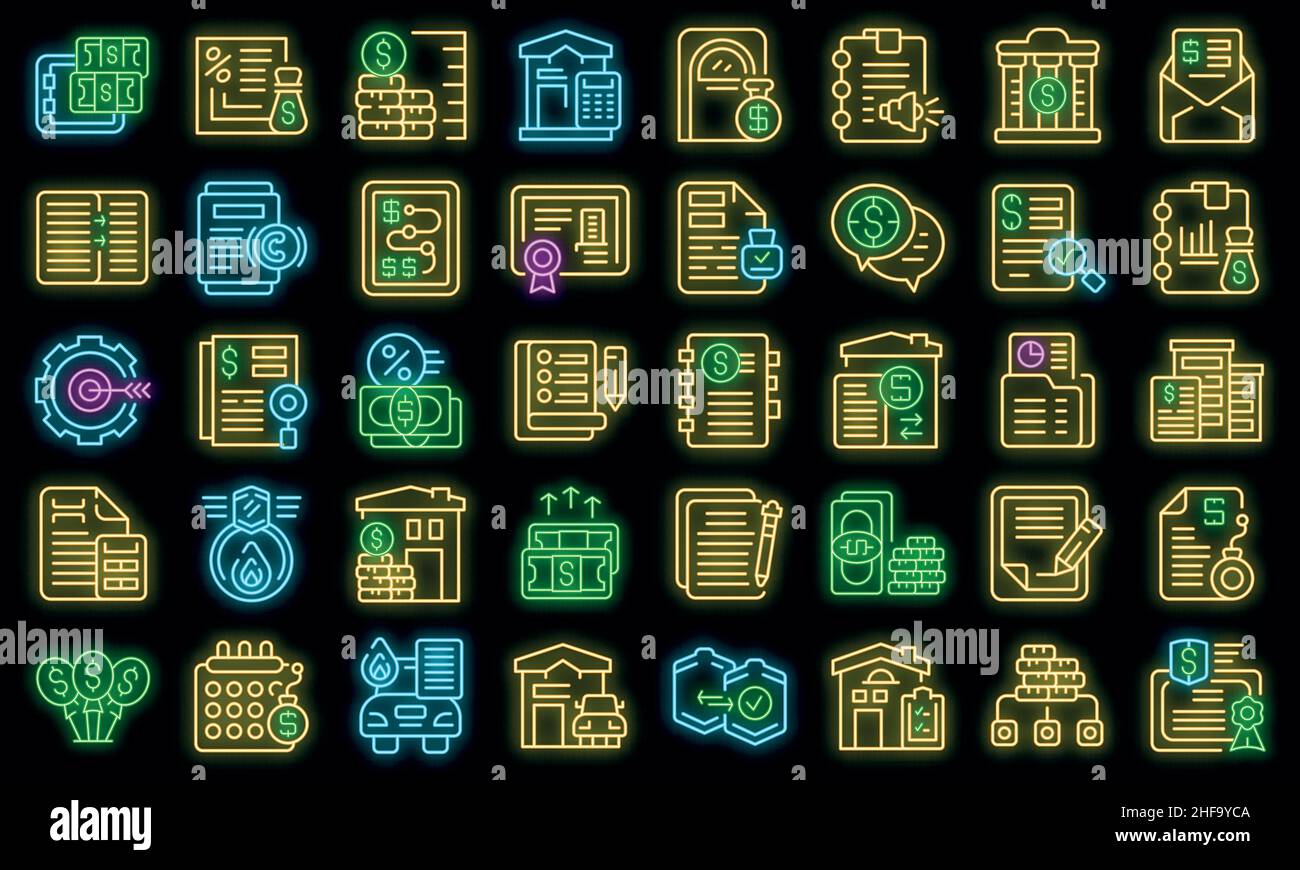 Collateral icons set outline vector. Credit extension. Property agreement Stock Vector Image ...