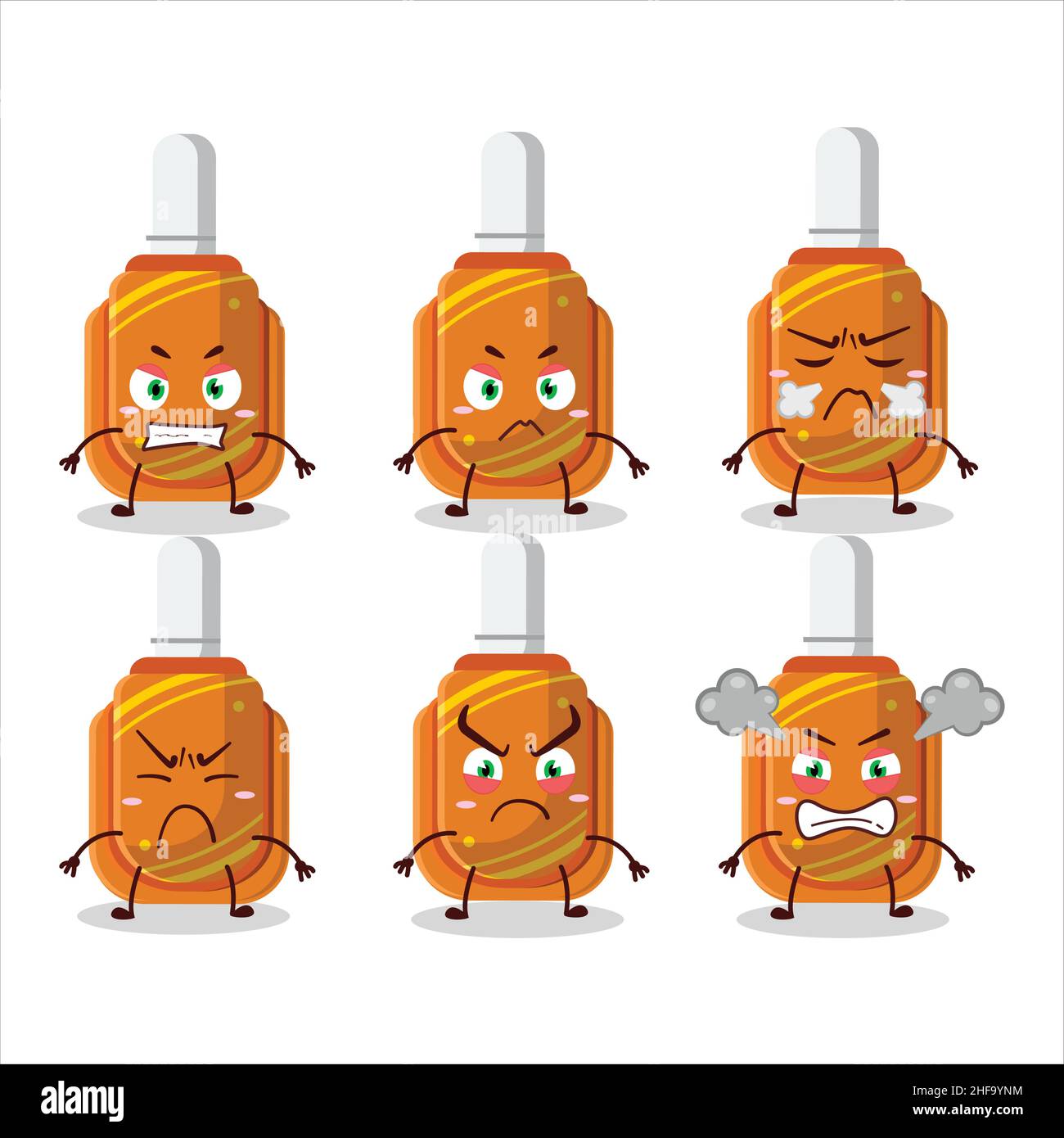 Orange correction pen cartoon character with various angry expressions ...