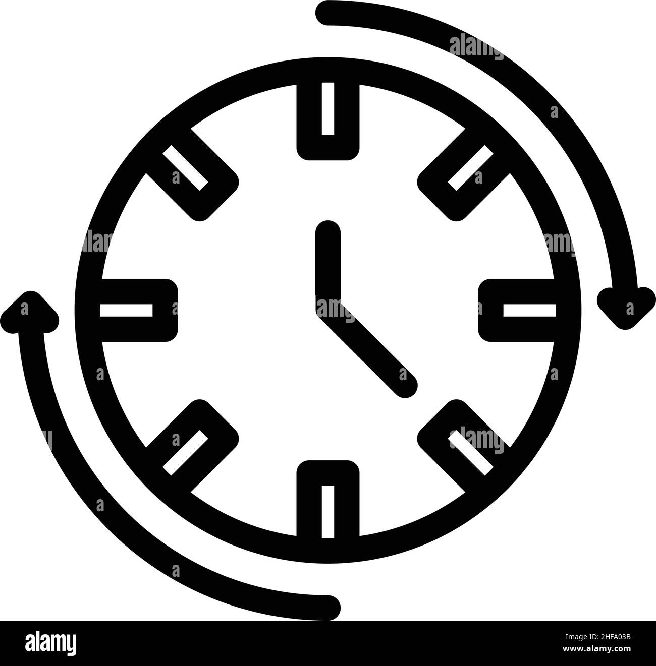 Hour Clock Icon Outline Vector Timer Duration Length Date Stock