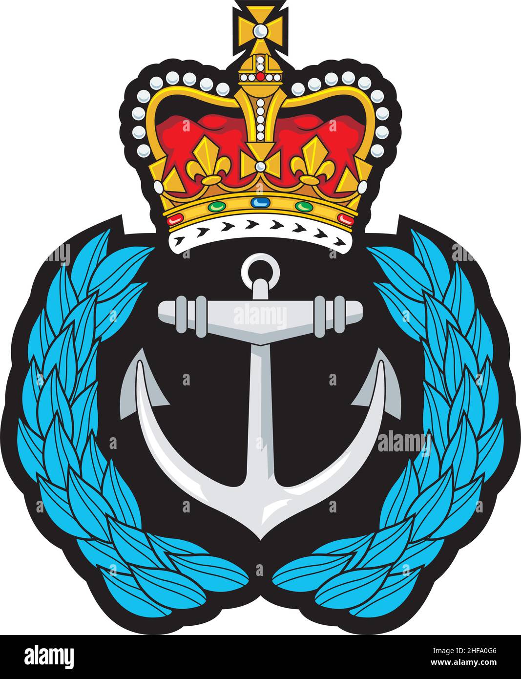 Navy cap badge symbol. Anchor, wreath and crown Stock Vector Image ...