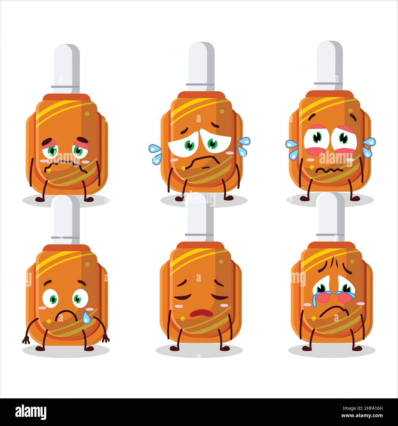 Orange correction pen cartoon character with sad expression. Vector ...