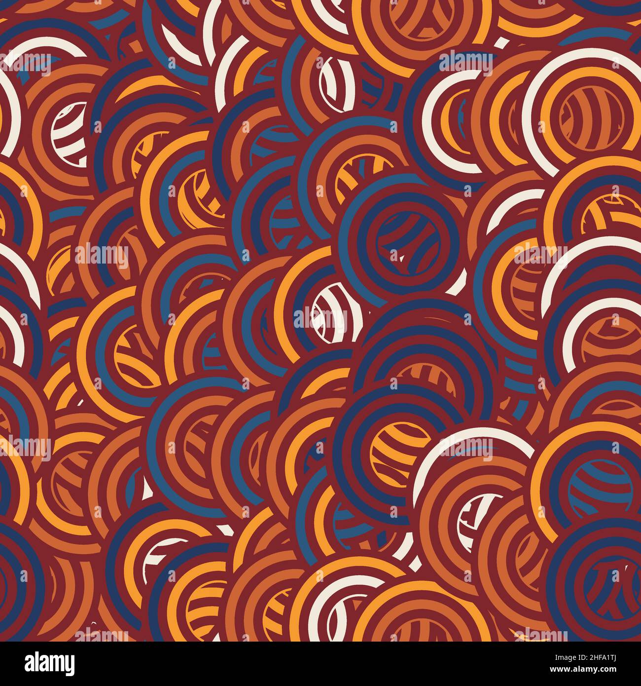 Seamless concentric circle in retro colors dizzy surface pattern design ...