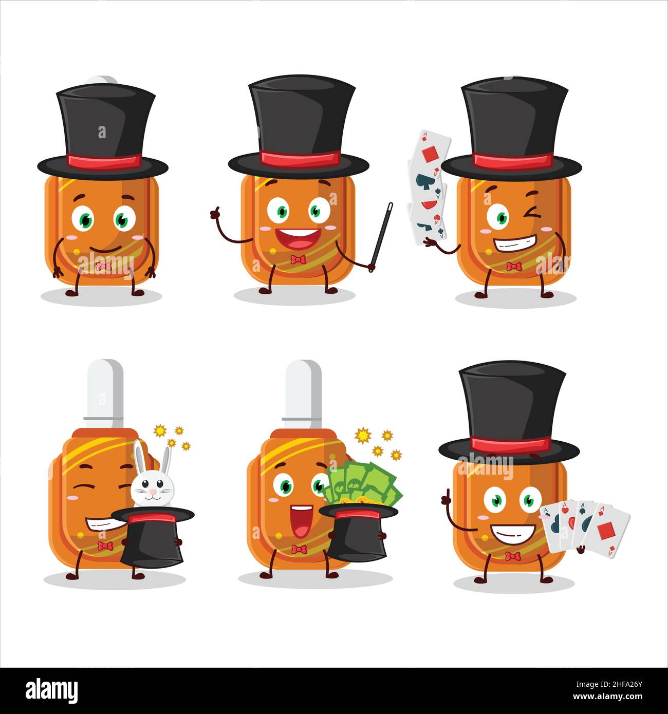 A orange correction pen Magician cartoon character perform on a stage ...