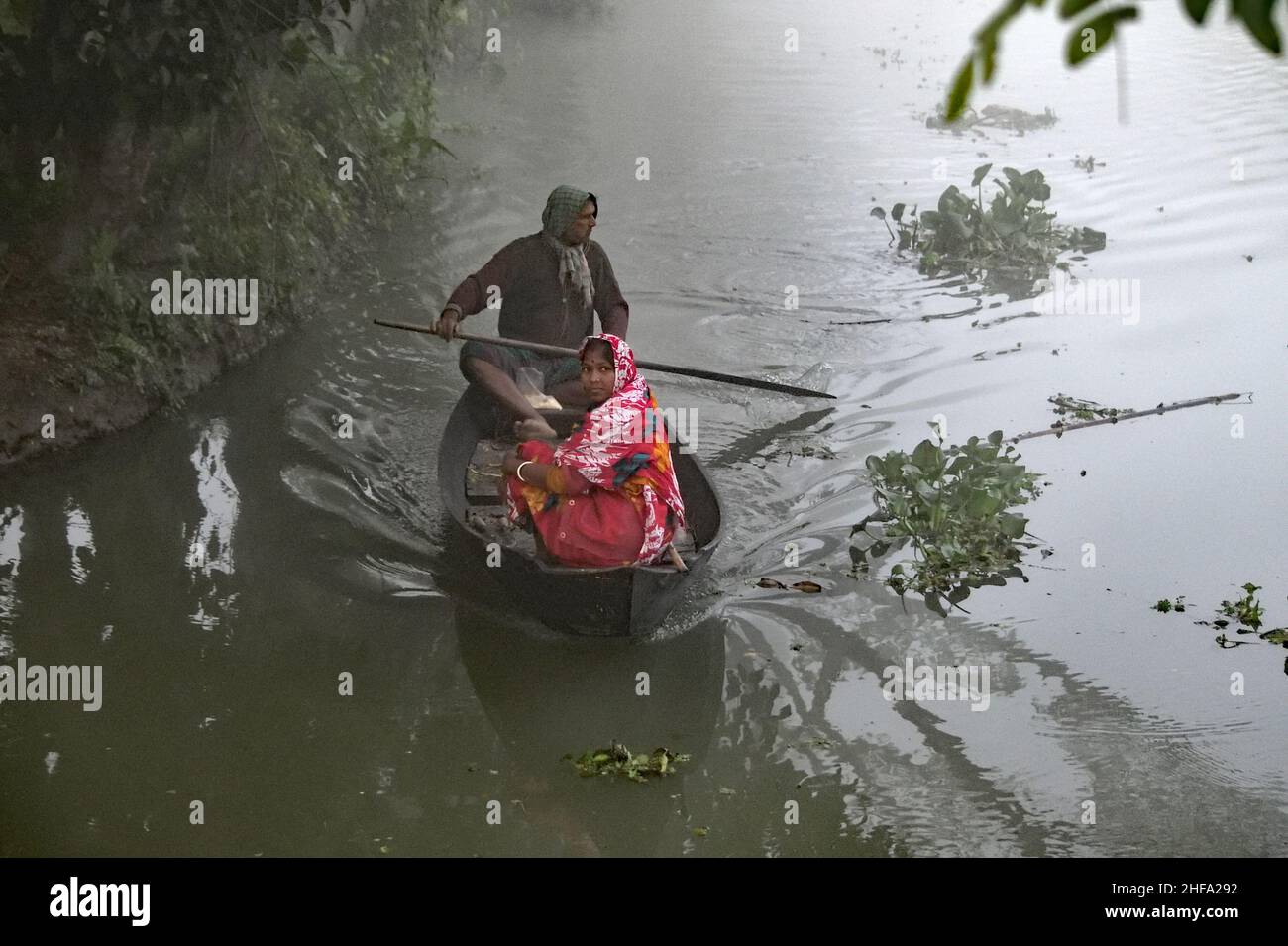 Boatman Traveling to Farm Stock Photo - Alamy