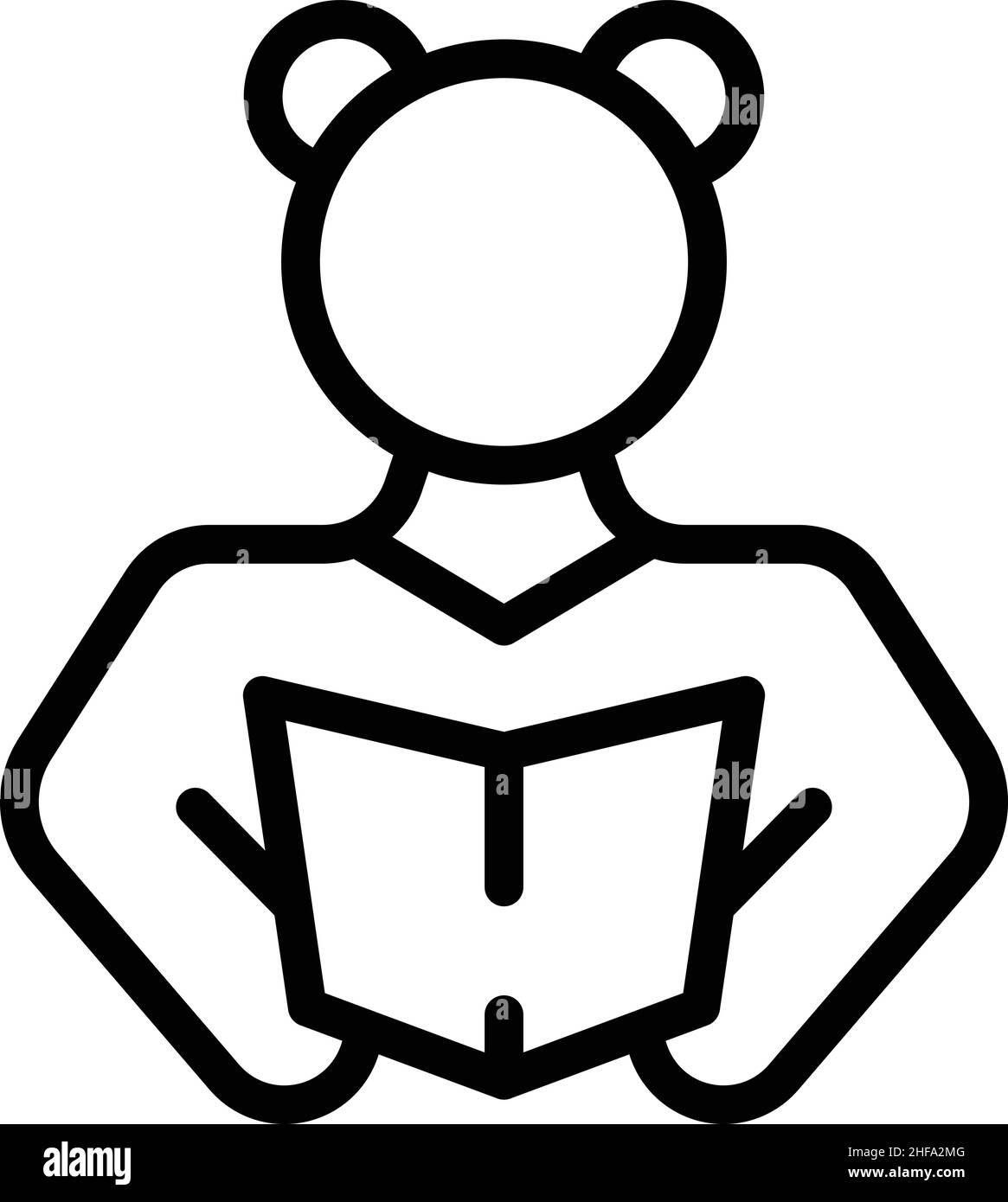 Girl reading book icon outline vector. Preschool education. Online ...