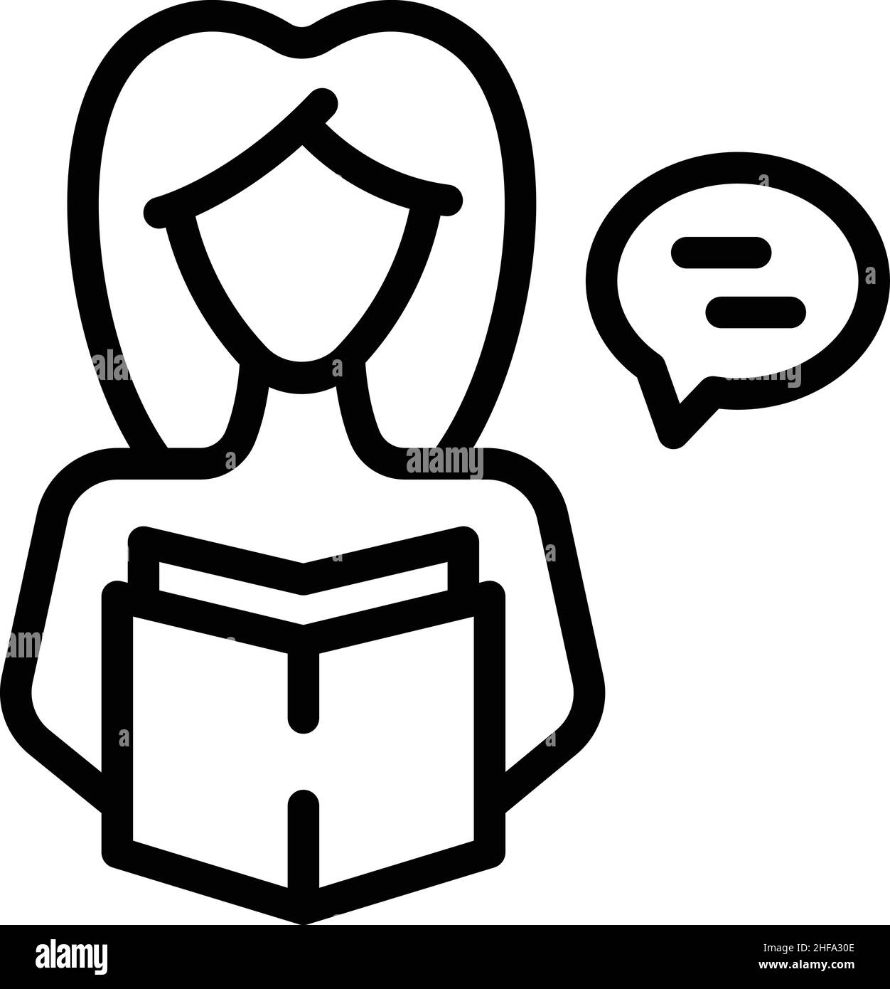 Teacher reading book icon outline vector. Children education. Class kid ...