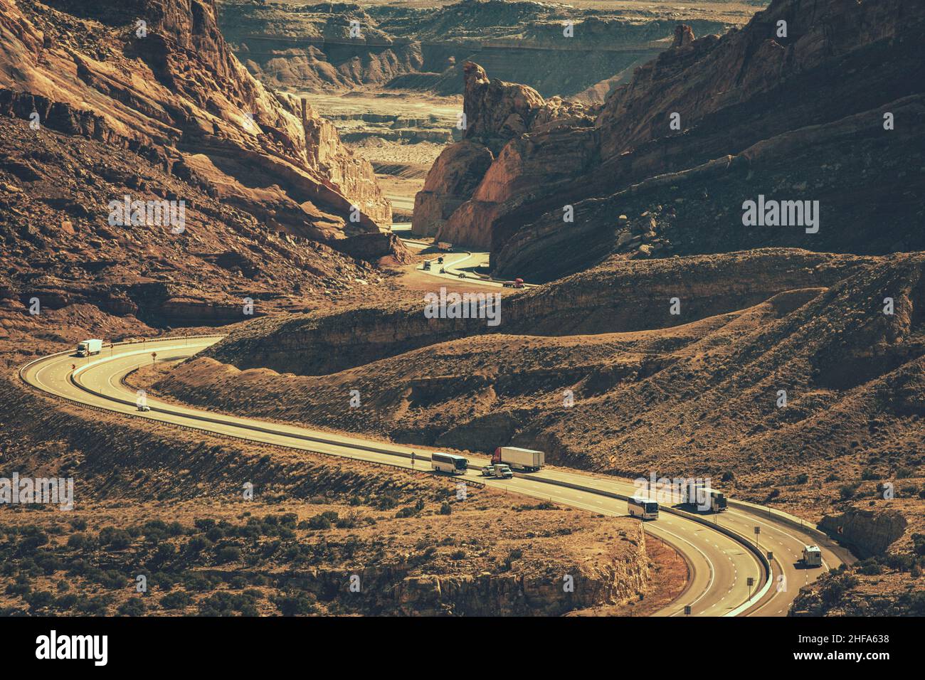 Scenic Winding Interstate Highway 70 in the State of Utah. Rocky ...