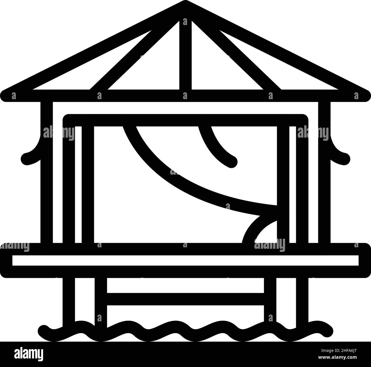 Vacation bungalow icon outline vector. Sea villa. Beach house Stock ...
