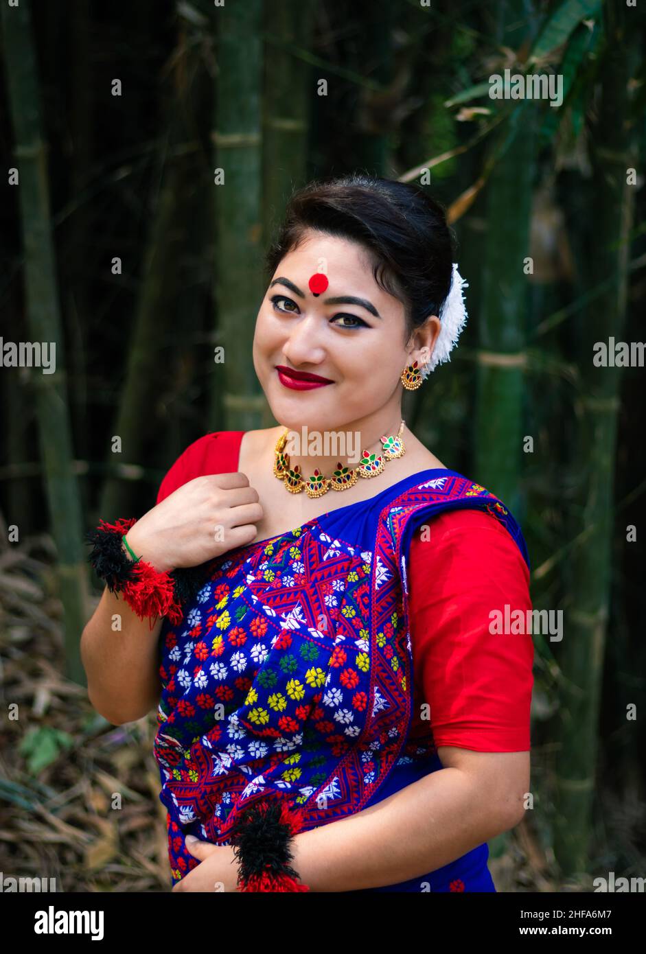 girl smiling face isolated dressed in traditional wearing on festival ...