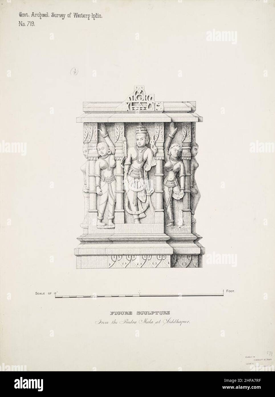 Sculpture ruins at the 12th century Rudra Mala temple at Siddhpur ...