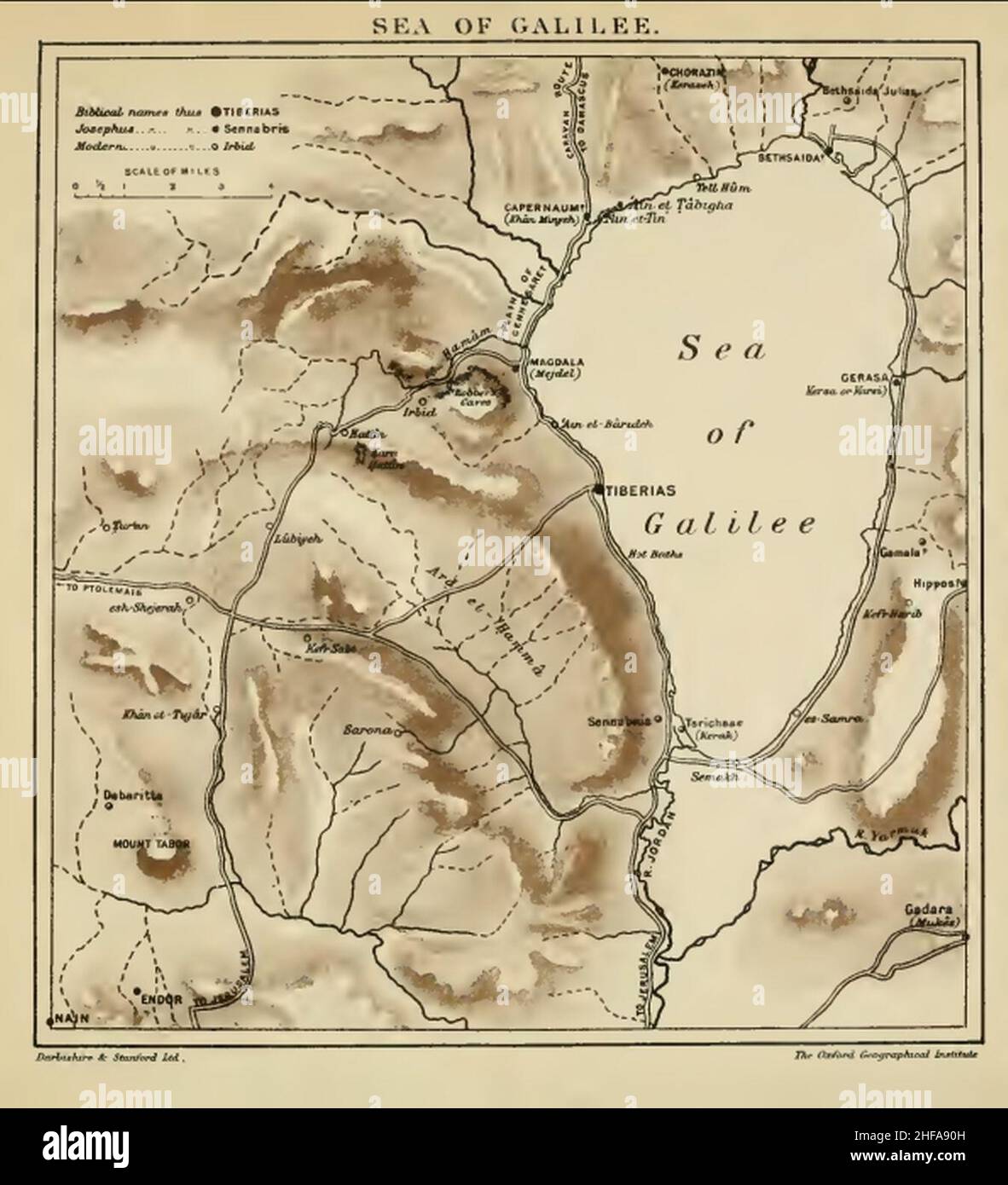 Sea of galilee map 1903 Stock Photo - Alamy
