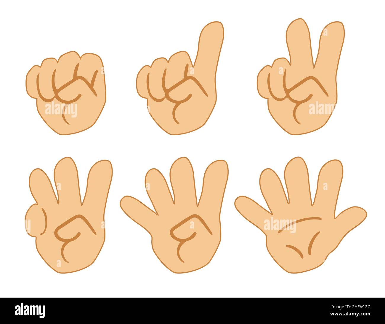 Fingers counting icon set for education. Hands with fingers Stock ...