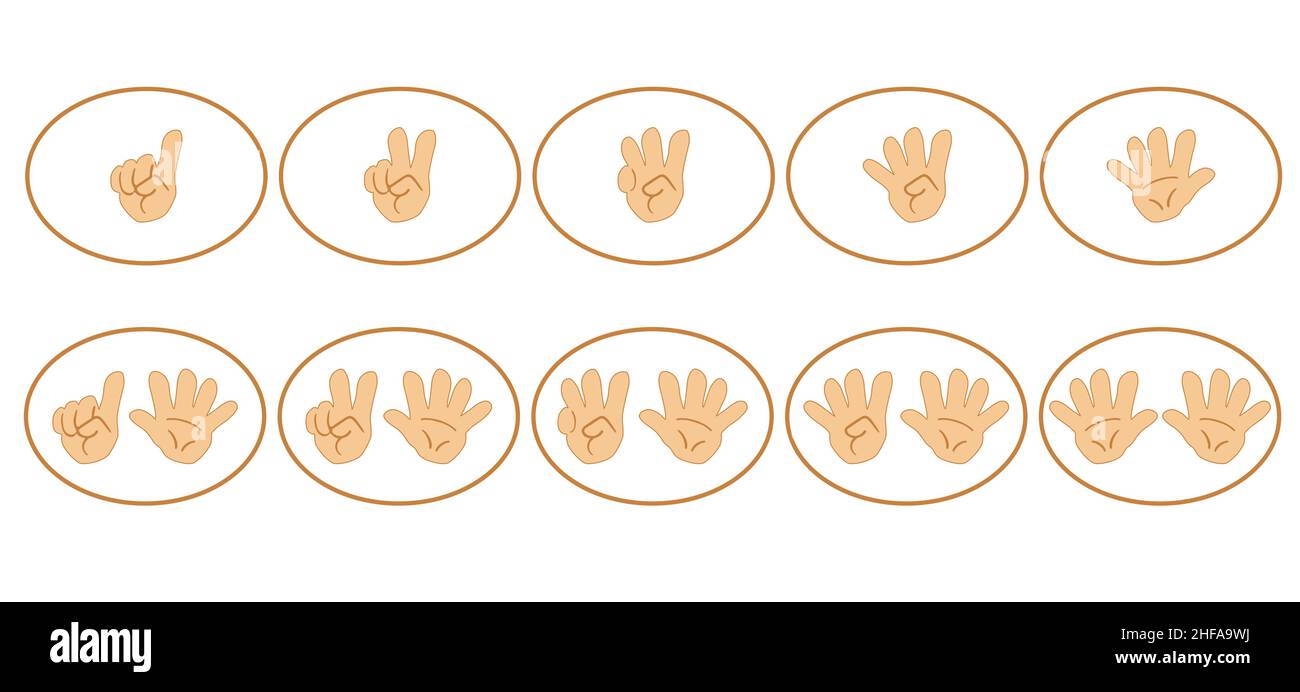 Fingers counting icon set for education. Hands with fingers Stock ...