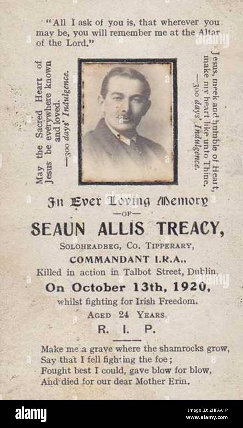 Sean Treacy mass card Stock Photo - Alamy