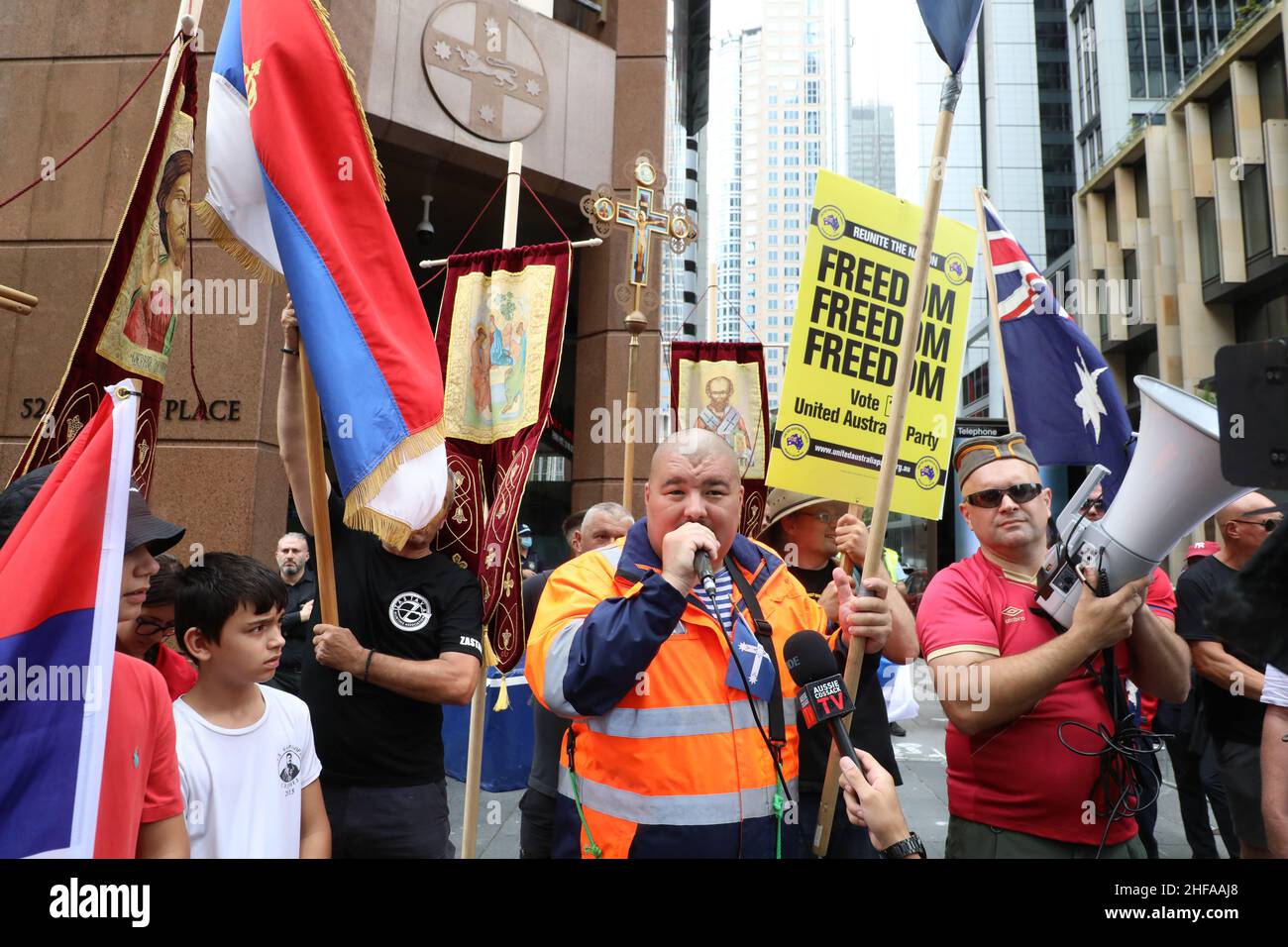 Sydney, Australia. 15th January 2022. Freedom fighter Aussie Cossack ...