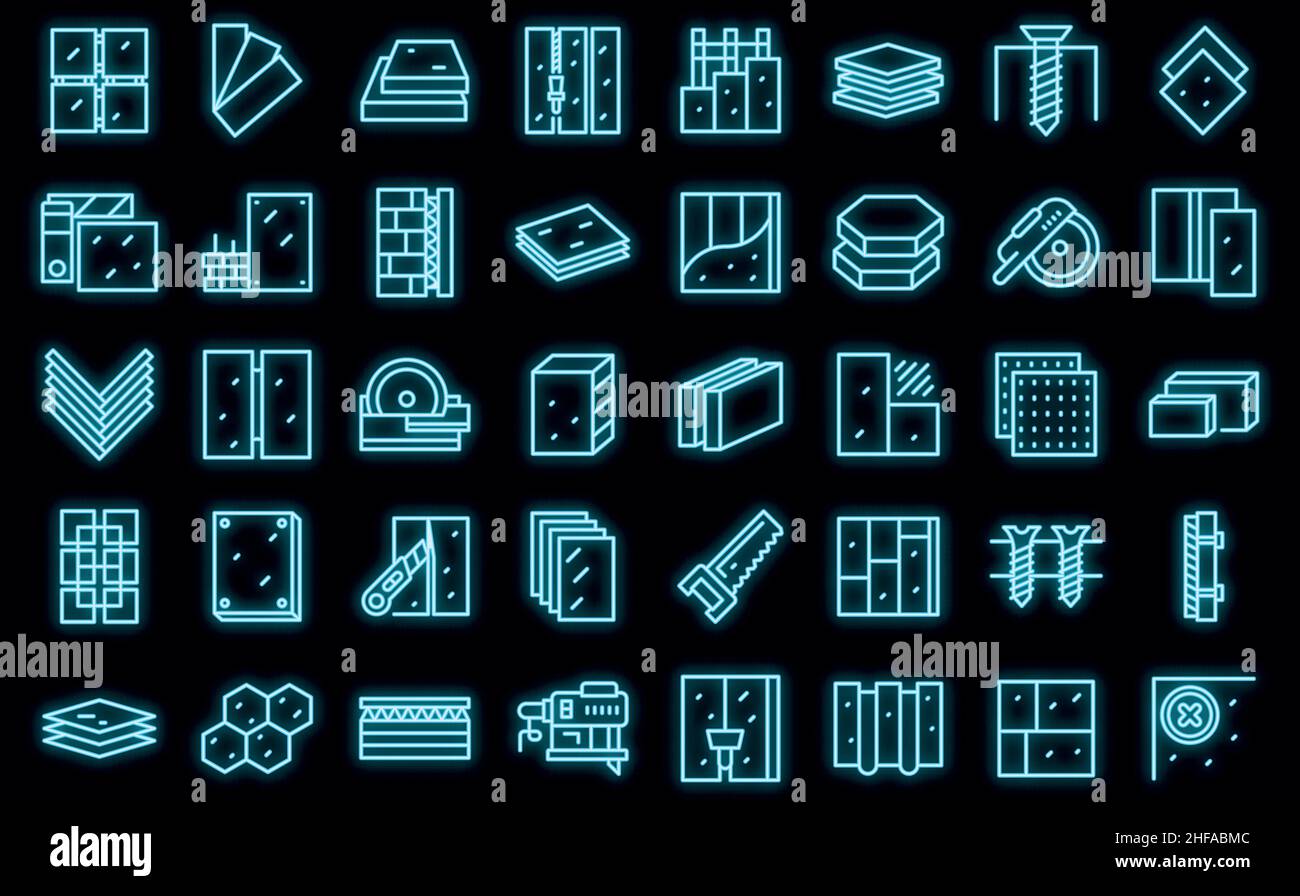 Drywall icons set outline vector. House plasterboard. Brush ...