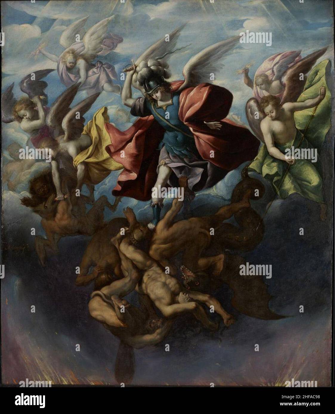 Sebastián López de Arteaga - Saint Michael Striking Down the Rebellious ...