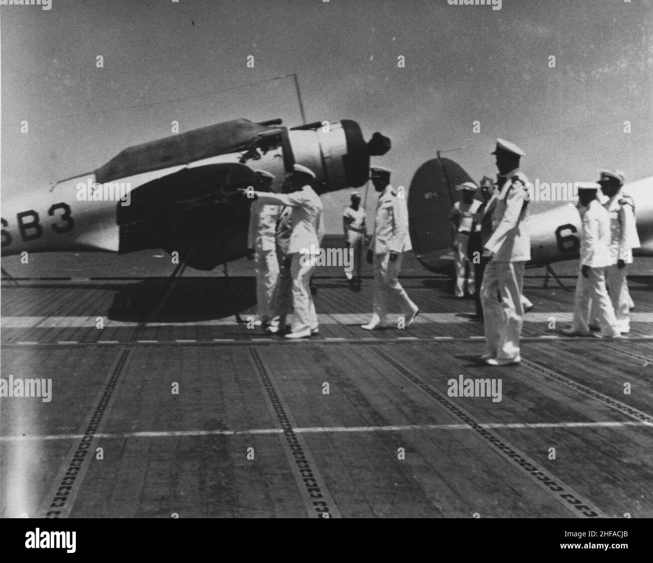 SecNav Frank Knox on USS Enterprise (CV-6) c1940 Stock Photo - Alamy