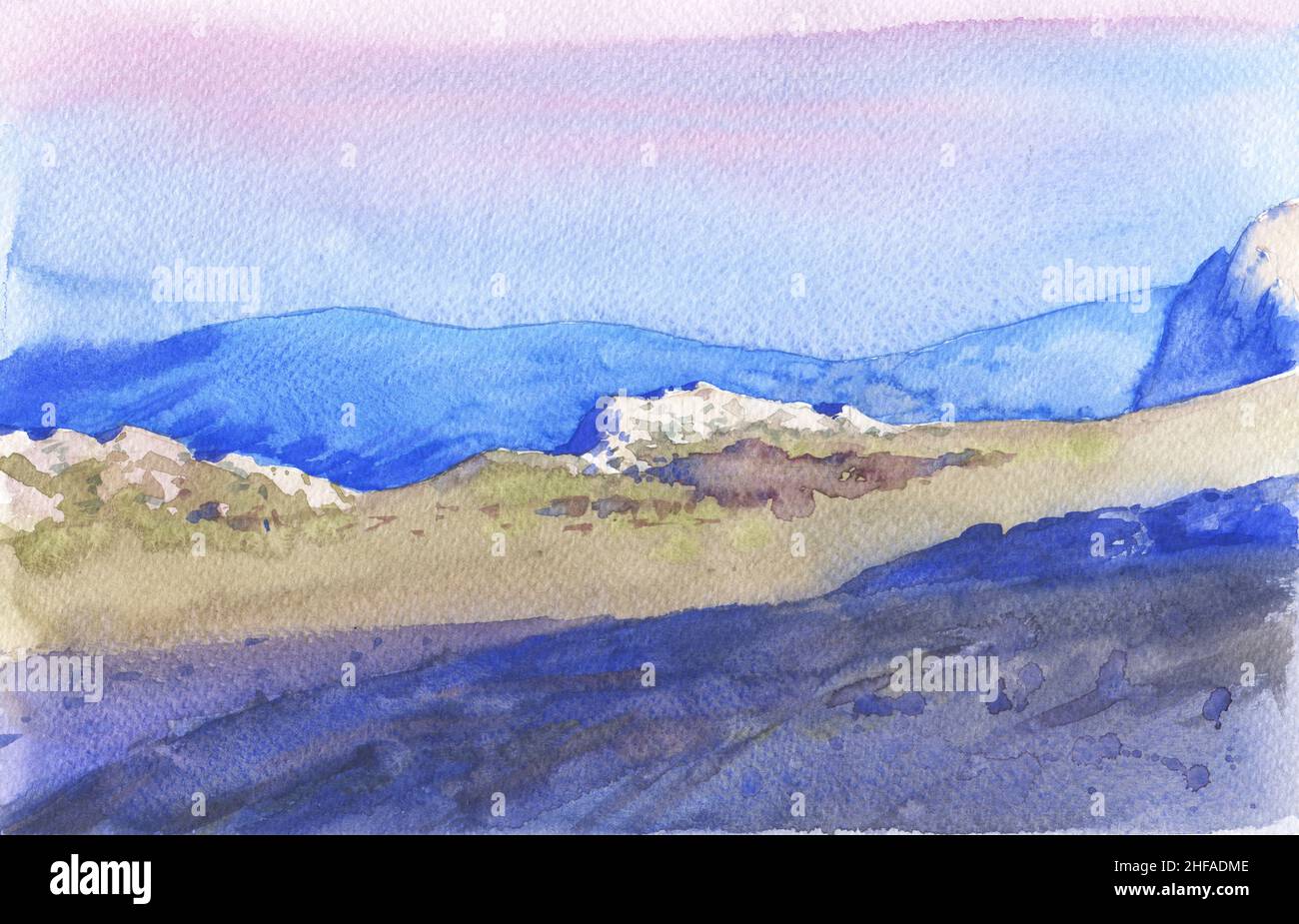 Landscape background. Trendy minimalist watercolor art illustrations ...