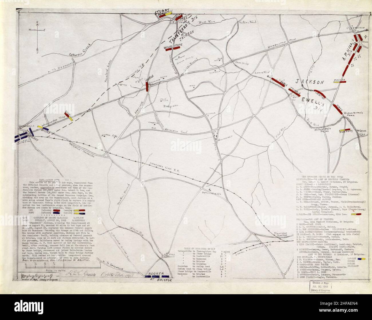 Second Manassas Campaign - a series of 21 pen and ink maps showing ...