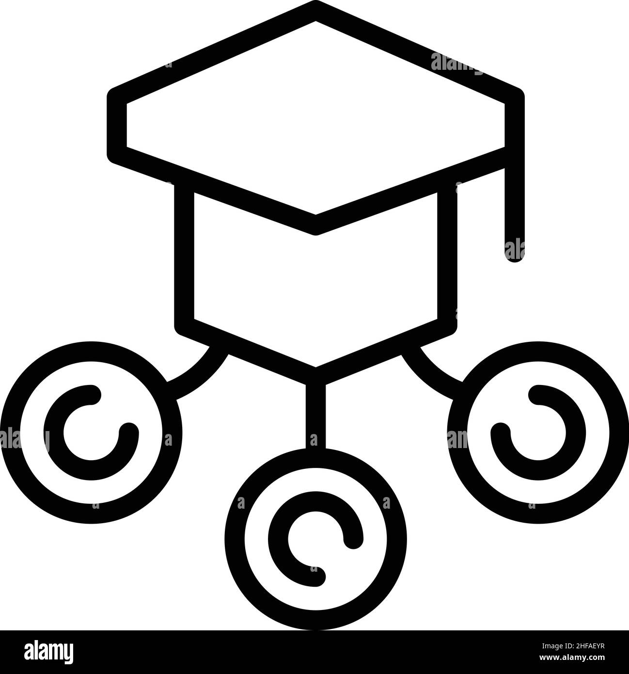 Graduation hat icon outline vector. Office study. Public institute ...