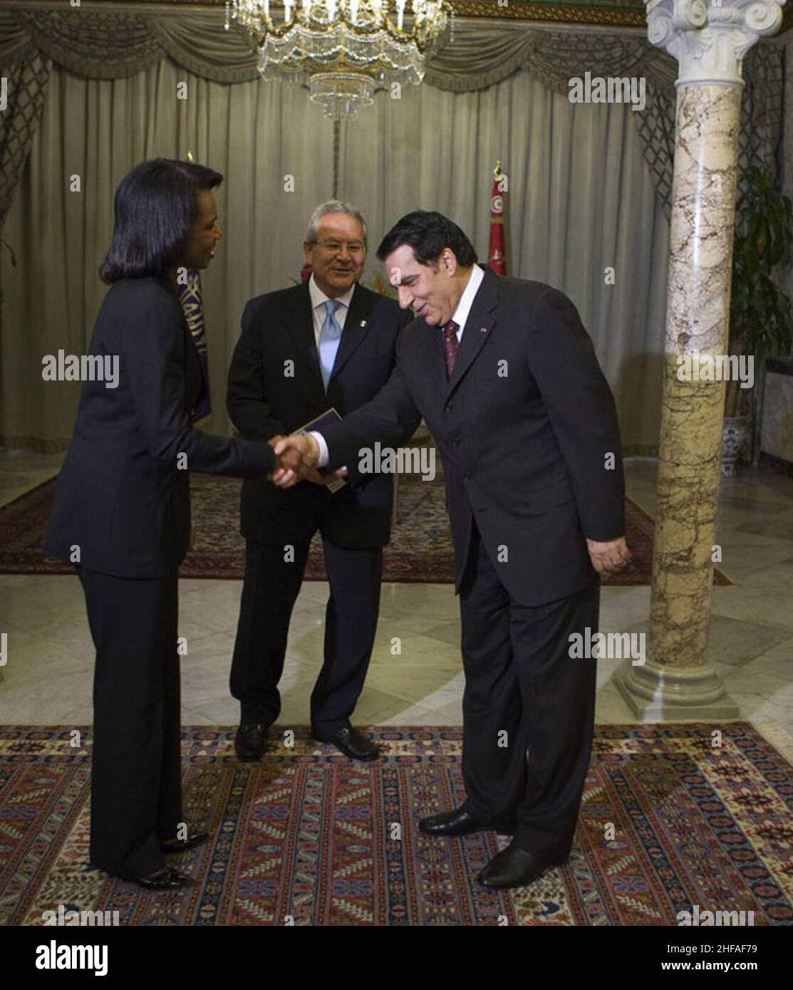 Secretary Rice With Tunisian President Ben Ali Stock Photo - Alamy