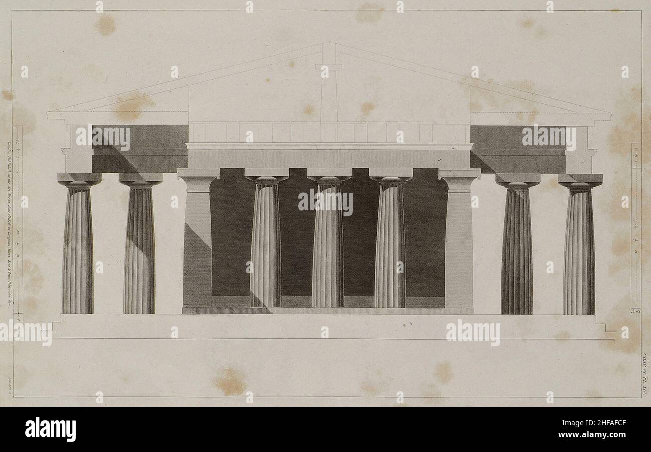 Section through the pronaos - Wilkins William - 1807 Stock Photo - Alamy