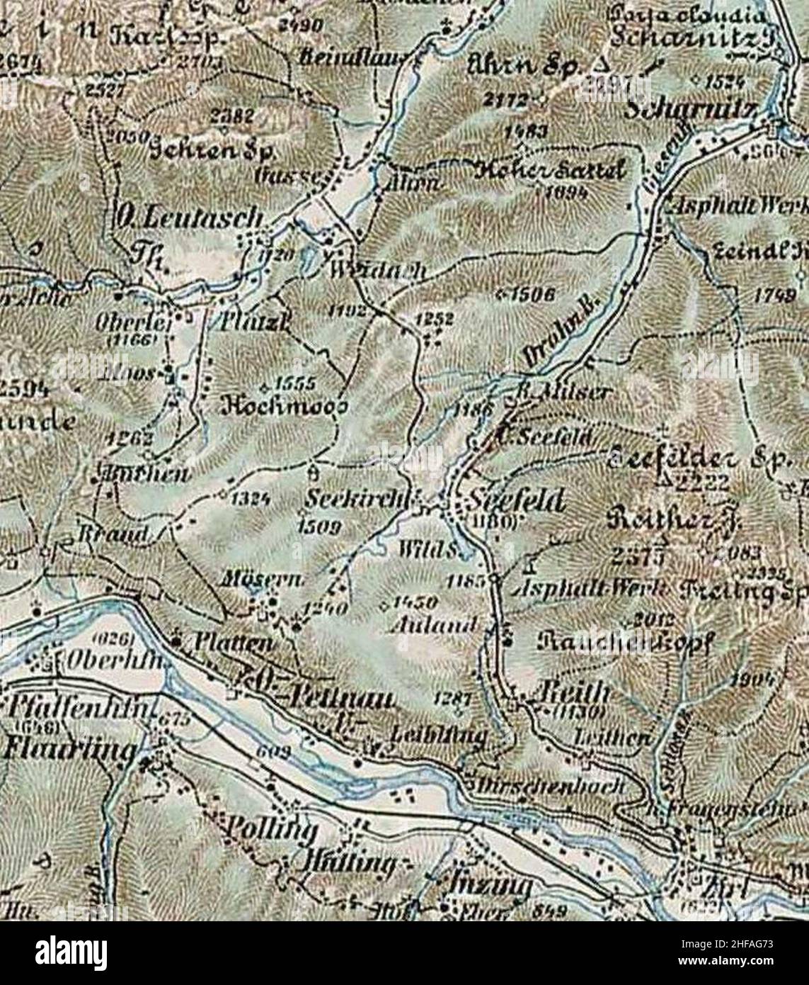 Seefelder Plateau 1887 map Stock Photo - Alamy