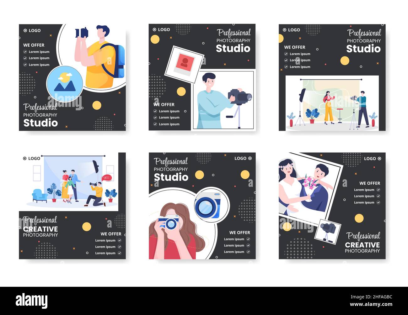 Photographer with Camera and Digital Film Equipment Post Template Flat ...