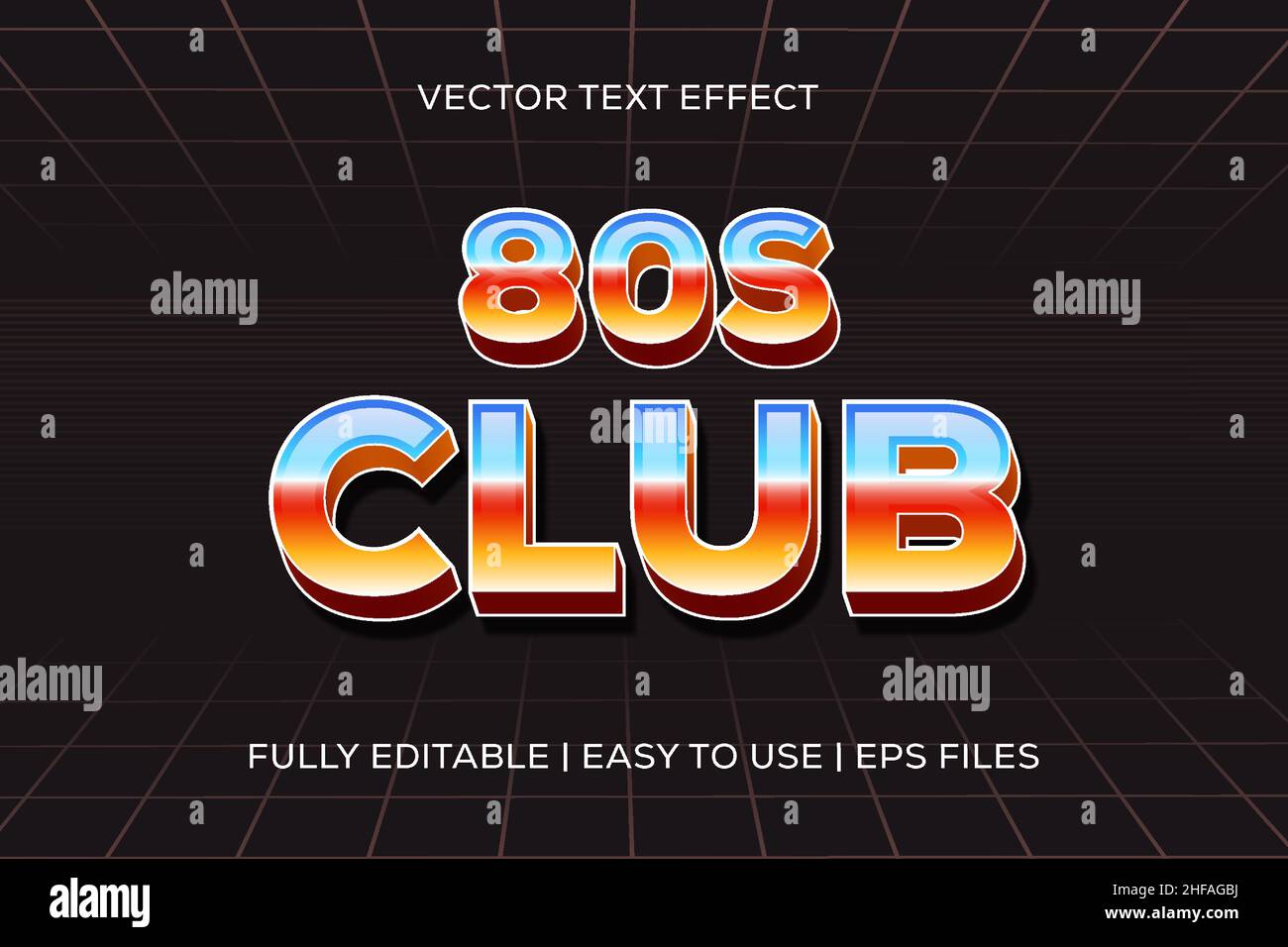 80s club vector text effect editable. easy to use, eps files Stock ...