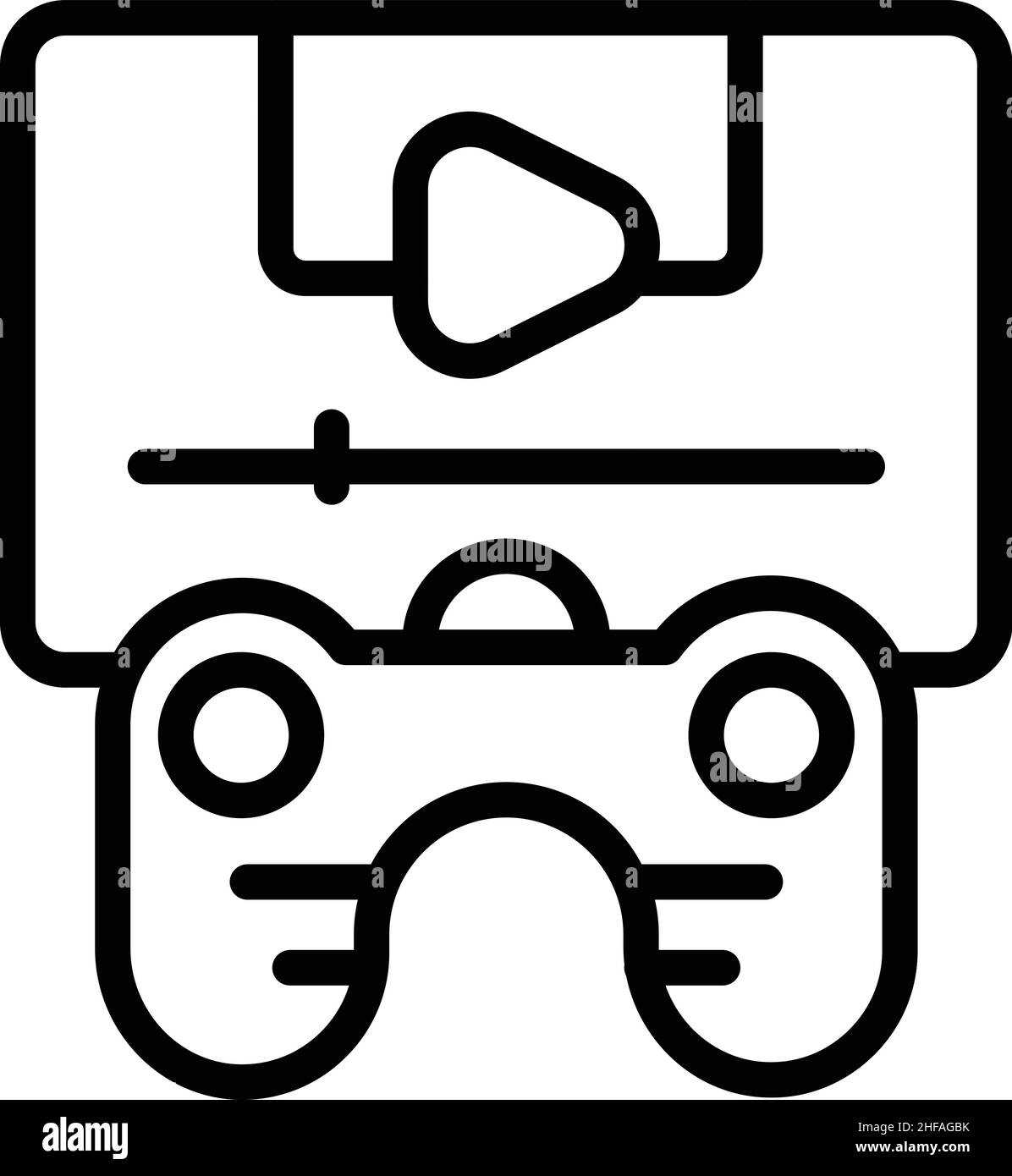 Play joystick icon outline vector. Gold chest. Mobile screen Stock ...