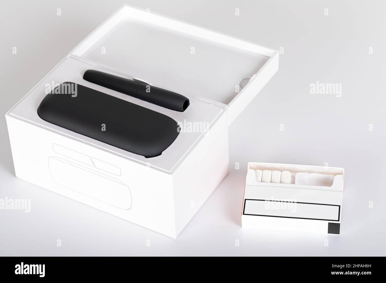 Picture of an electronic tobacco smoking system on white background ...