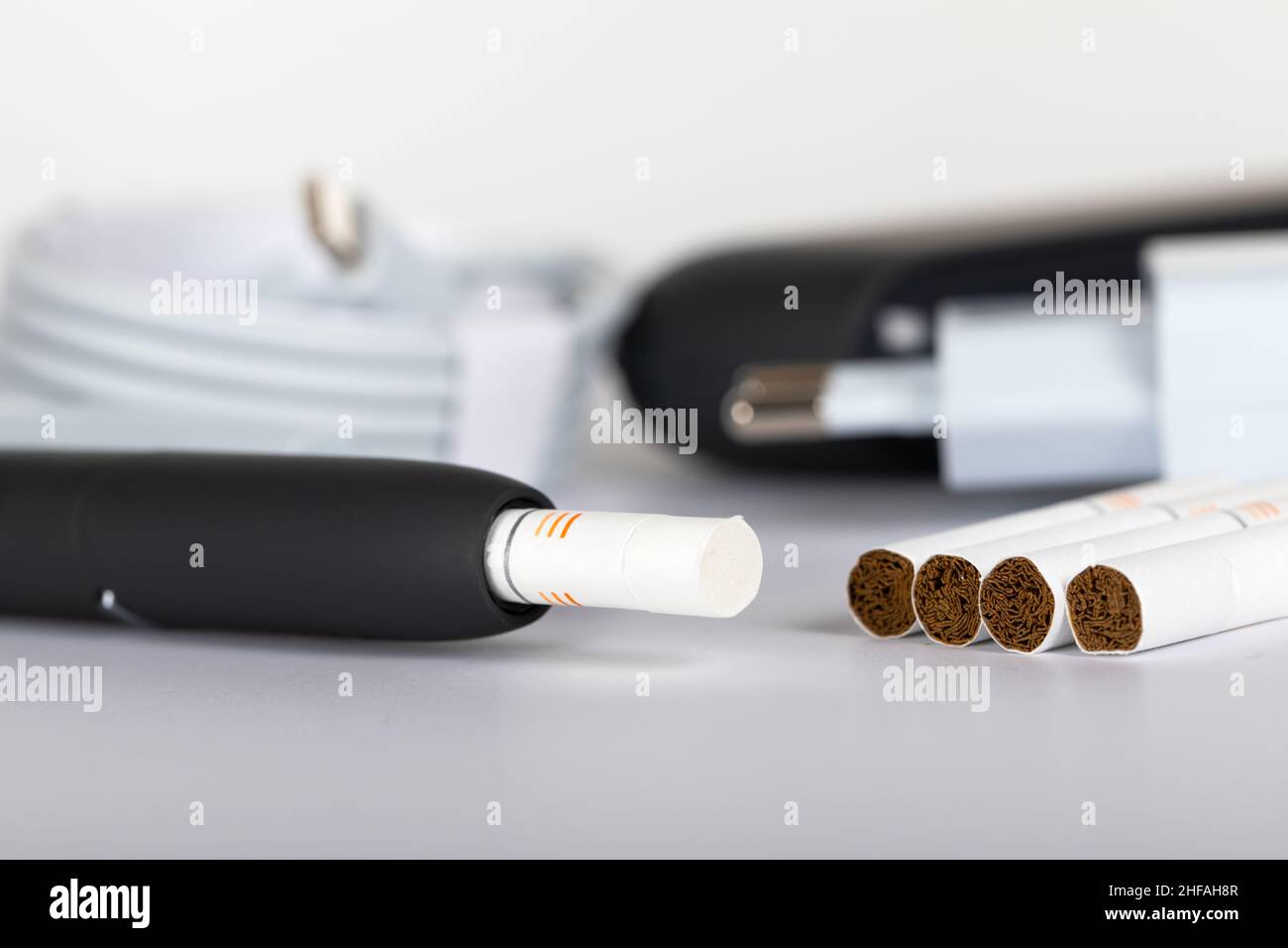 Picture of an electronic tobacco smoking system on white background ...