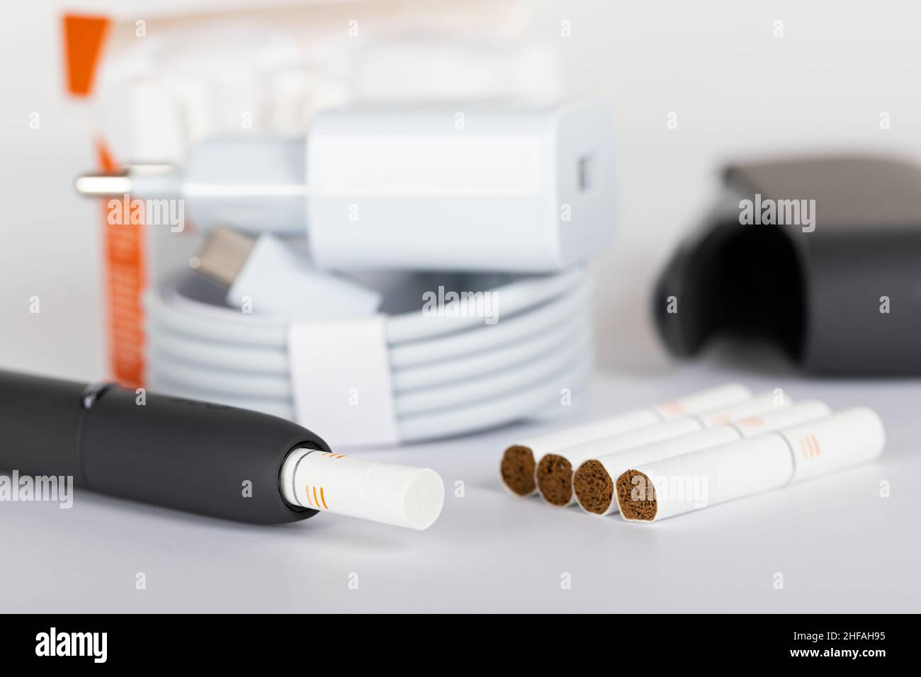 Picture of an electronic tobacco smoking system on white background ...