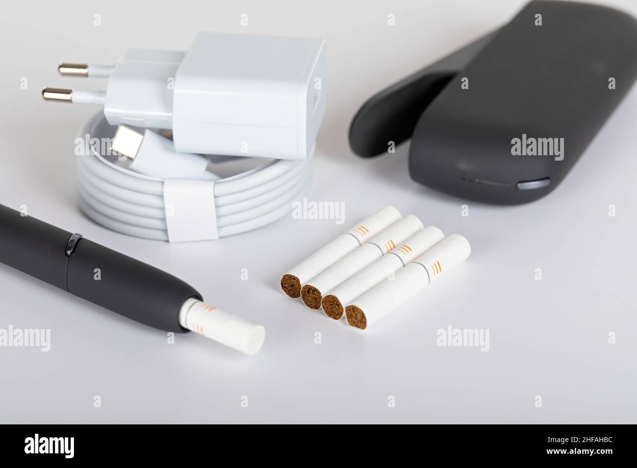 Picture of an electronic tobacco smoking system on white background ...