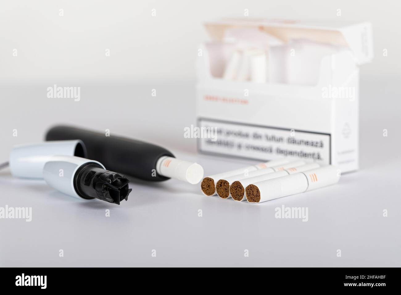 Picture of an electronic tobacco smoking system on white background ...