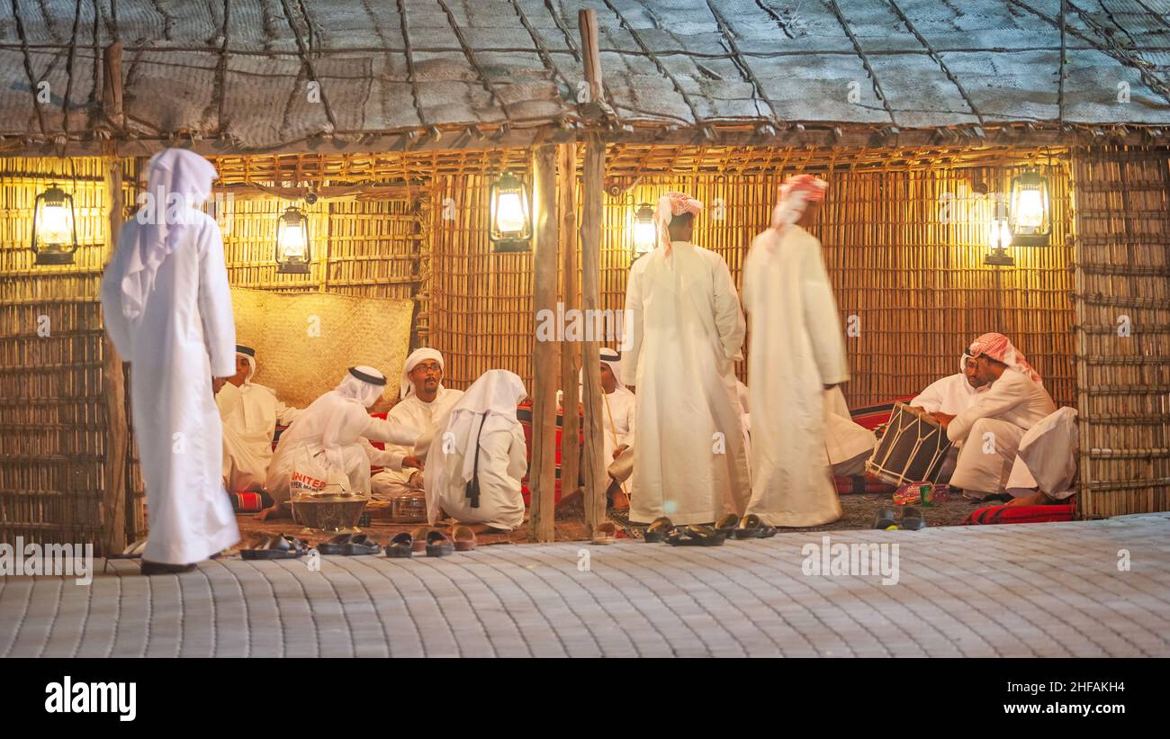 A majlis at Dubai Heritage Village in the UAE. Majlis is an Arabic term ...