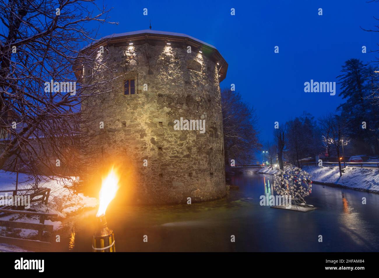 Radstadt: Teichturm (Pond Tower), Town Pond, town wall in Pongau ...