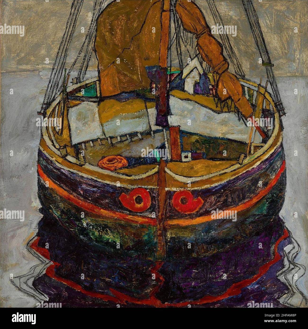 Triestiner Fischerboot (Trieste Fishing Boat) by Egon Schiele Stock ...