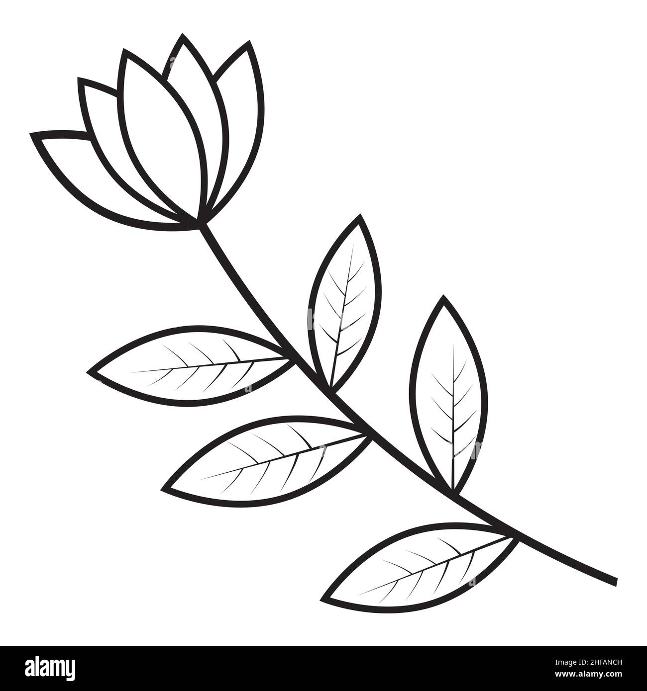 Abstract flower, Isolated outline illustration, doodle style Stock ...