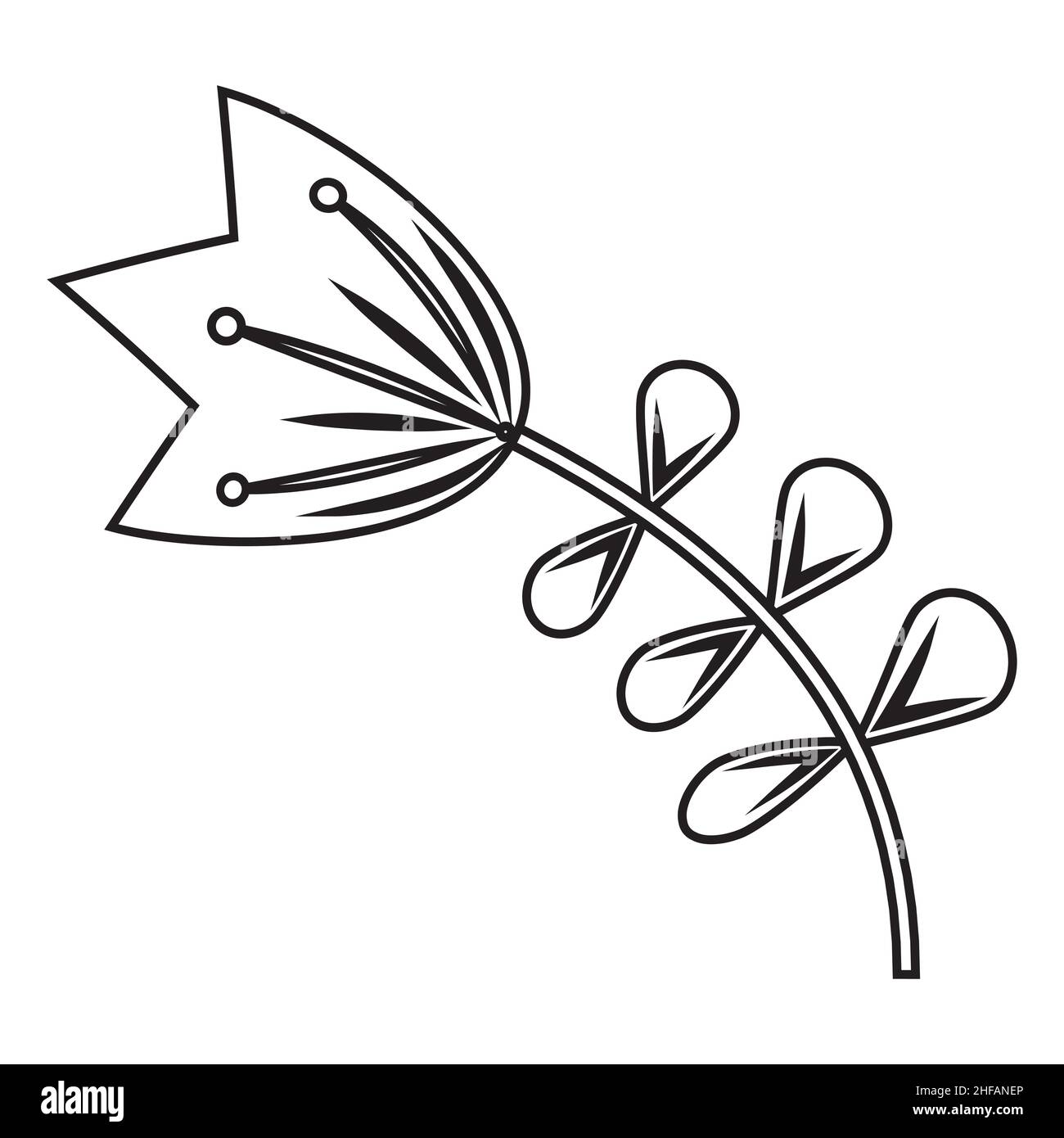Abstract flower, Isolated outline illustration, doodle style Stock ...