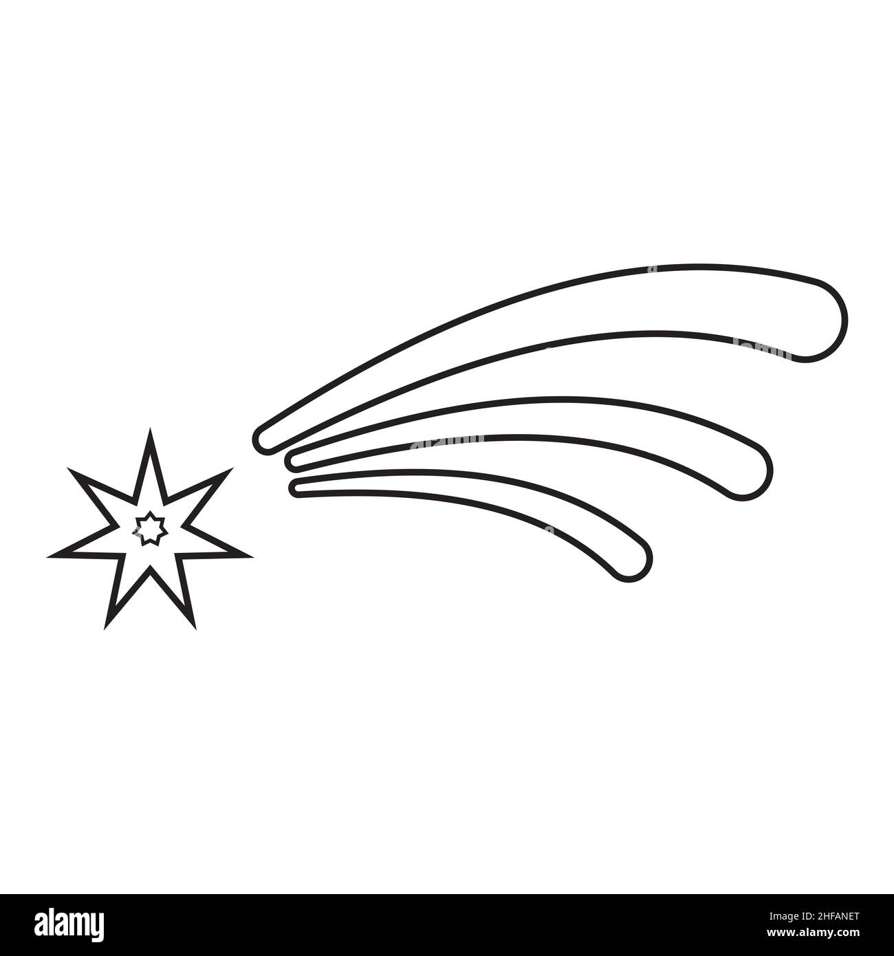 Comet space isolated abstract black outline, doodle style Stock Vector ...