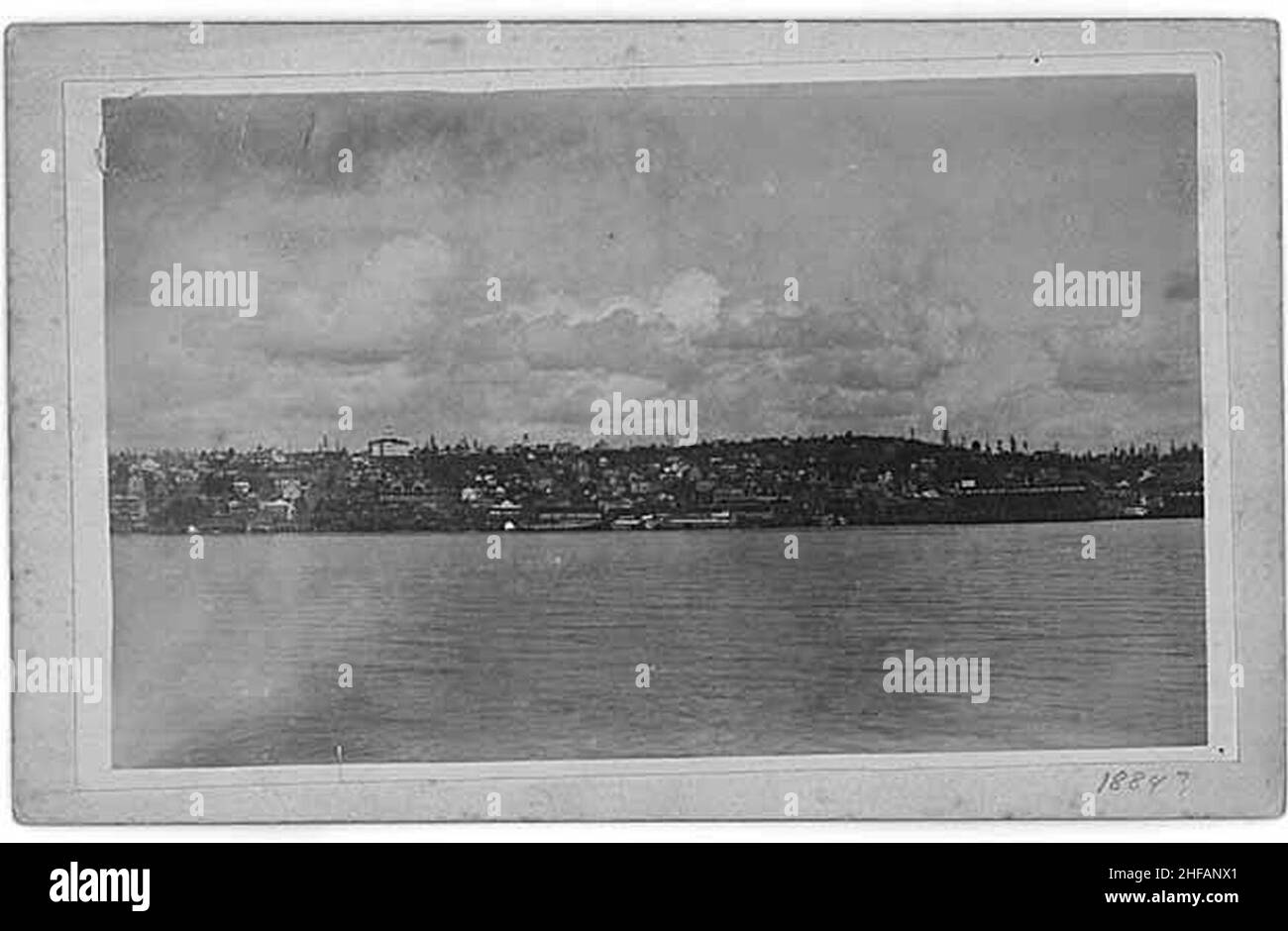 Seattle waterfront north from King St from Elliott Bay, ca 1884 (PEISER ...