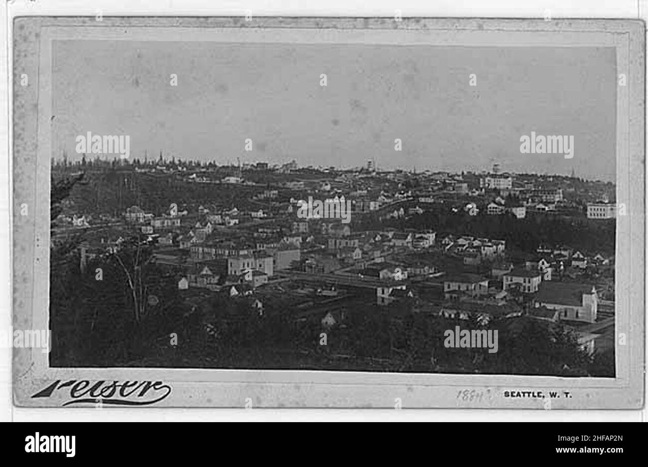Seattle, bird's eye view looking east, ca1884 (PEISER 137 Stock Photo ...