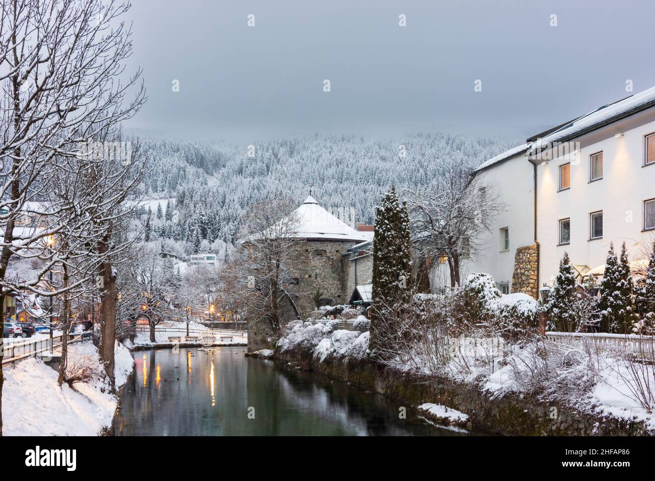 Radstadt: Teichturm (Pond Tower), Town Pond, town wall in Pongau ...