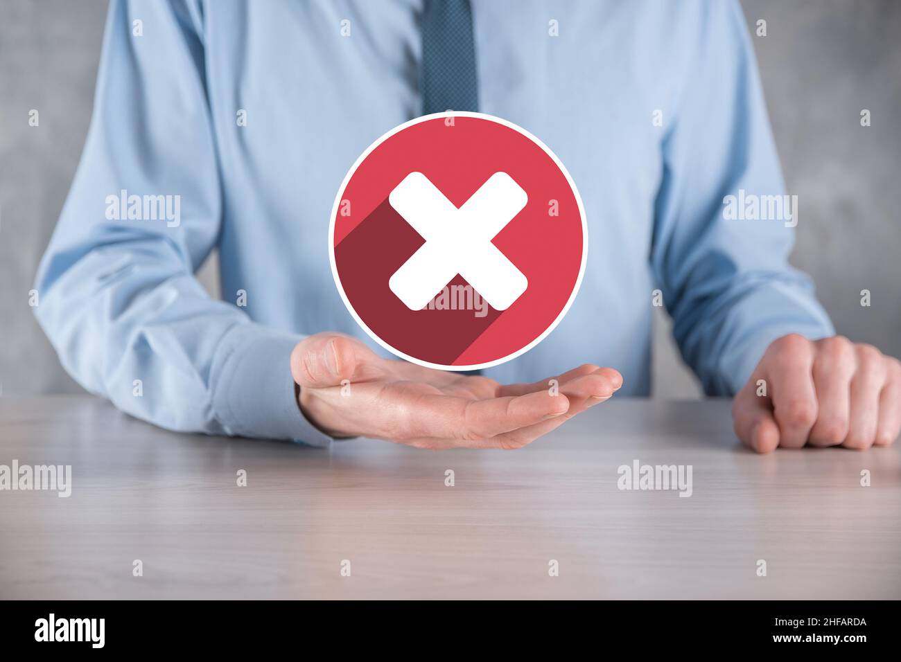 Hand holds icon,cancellation symbol,cancel icon.Cross mark flat red ...